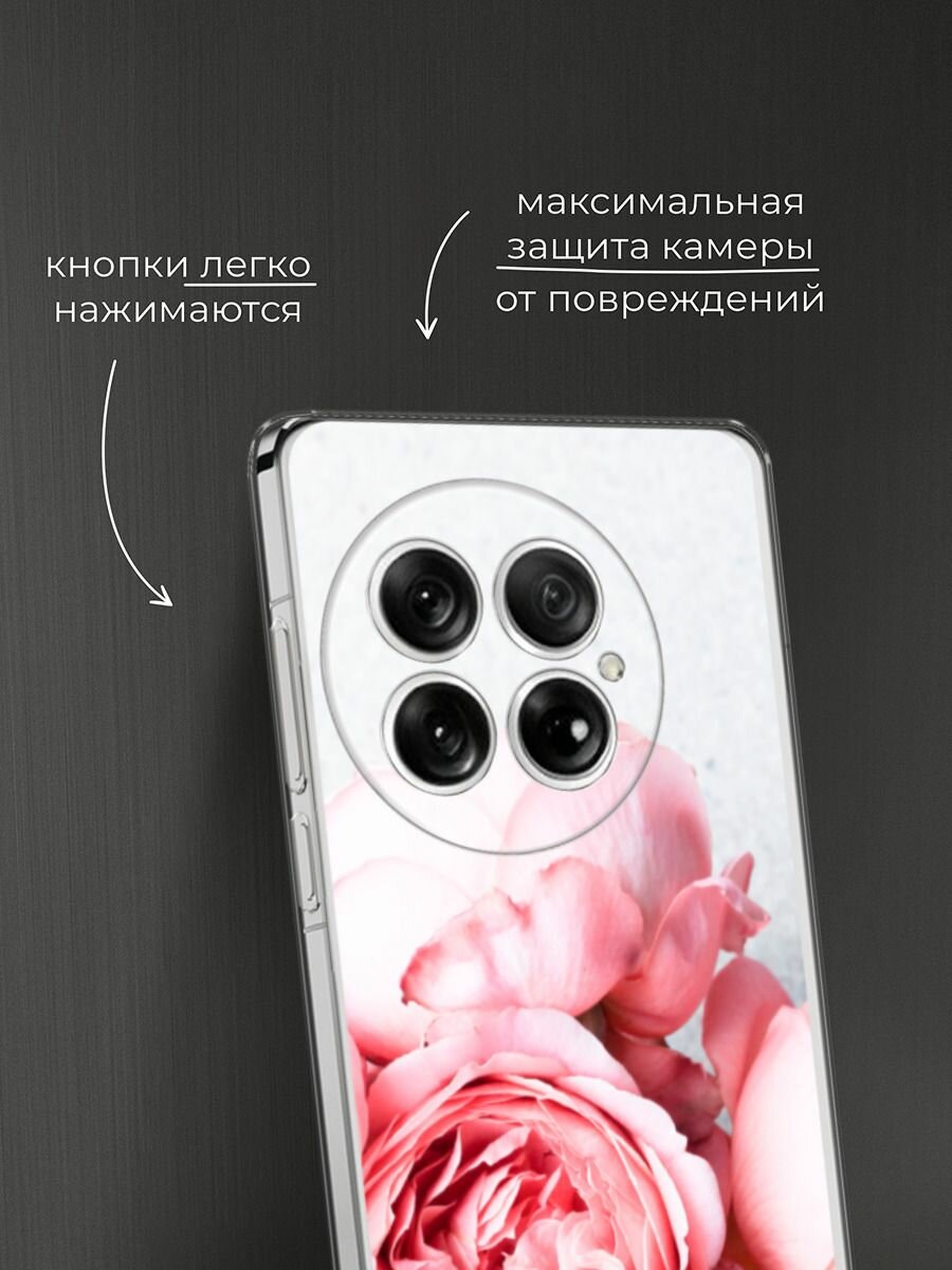 Чехол на OnePlus 13 / Ван Плас 13 с принтом "Пионы на белом" — фото 1