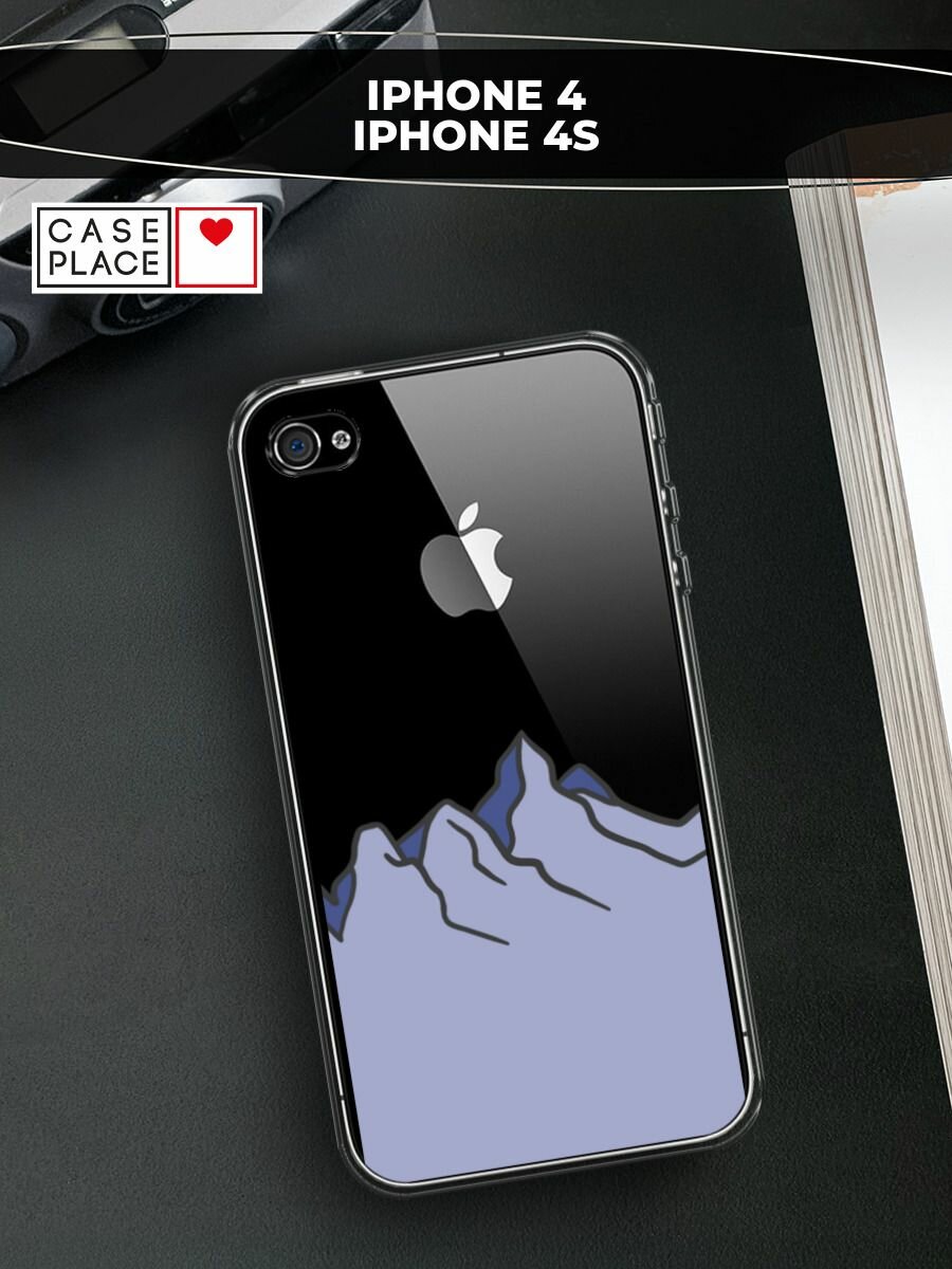 Чехол на Apple iPhone 4/4S / Айфон 4/4S с принтом "Гора", прозрачный