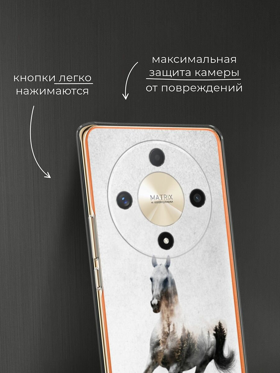 Силиконовый чехол на Honor X9b / Хонор X9B с принтом "Лошадь лес" — фото 1