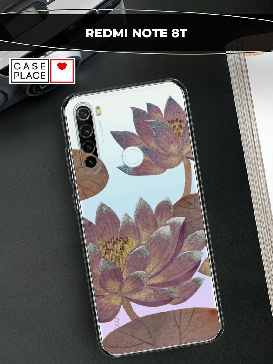 Чехол на Xiaomi Redmi Note 8T / Сяоми Редми Нот 8Т с принтом "Темные лотосы"