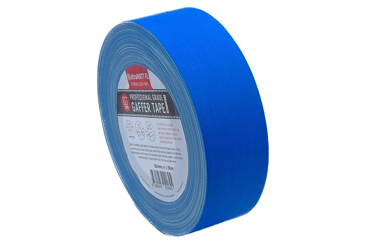 DGTAPE ultraMATT гаффа тейп 50 мм x 50 м голубой светится в ультрафиолете UMF50/50/BL