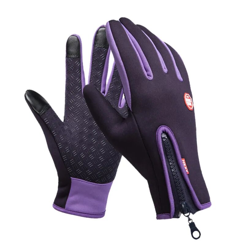 Зимние велосипедные перчатки унисекс, велосипедные теплые перчатки с закрытыми S, Фиолетовый, Purple