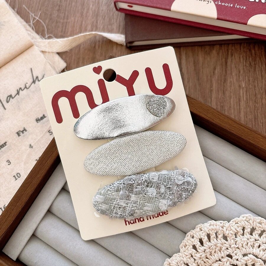 Серебряные заколки из искусственной кожи для девочек 1