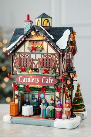 Кафе 'Колядки', полистоун, подсветка, батарейки, 24х16 см, LEMAX 35024-lemax