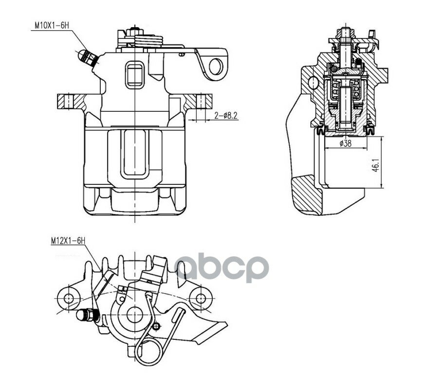Суппорт тормозной задн. R AUDI A3 1996-2006/TT 1998-2007, VW Golf IV 1997-2004/Polo 2001-2022, SKODA Fabia 1999-2014 (диск 9м.