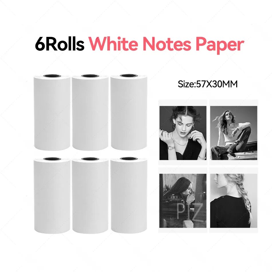 Фотобумага QKX для мини принтера 6 рулонов 57x30 мм 6Rolls White