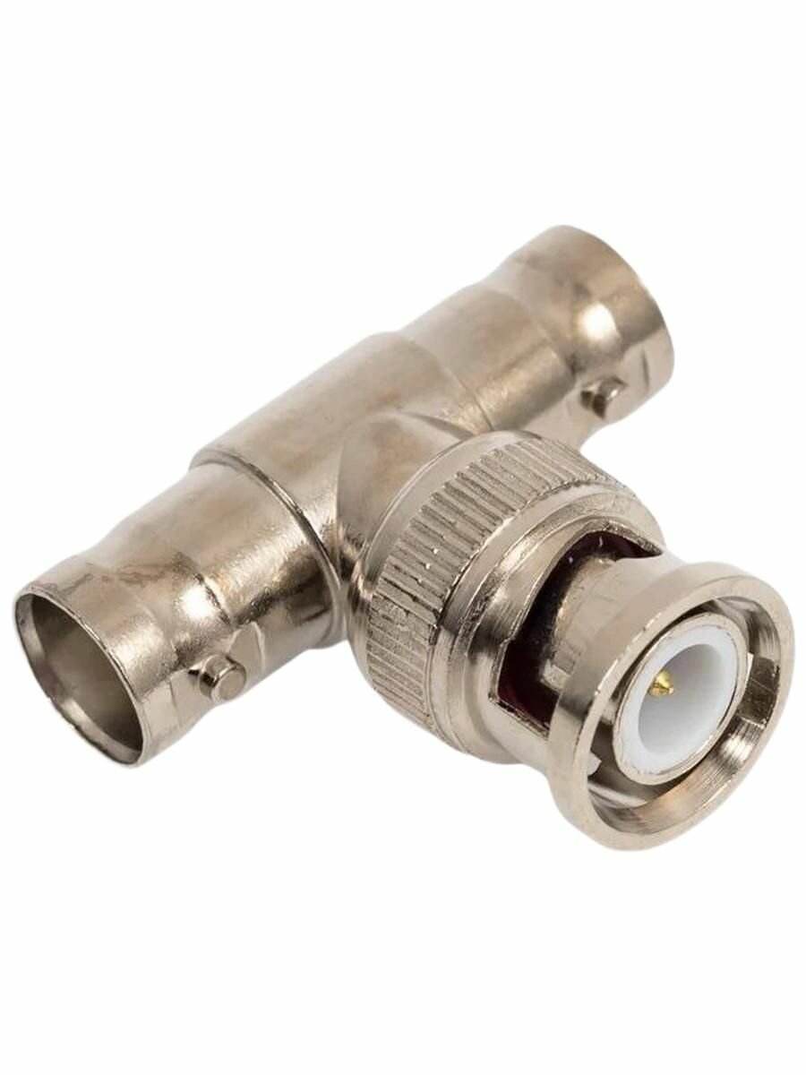 Переходник - тройник BNC male - 2 x BNC female, металл серебристый