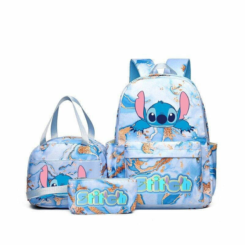 Новый школьный рюкзак Stitch из трех частей от Amazon, рюкзак для учащихся начальной и средней школы, сумка для обеда, рюкзак для путешествий на открытом воздухе