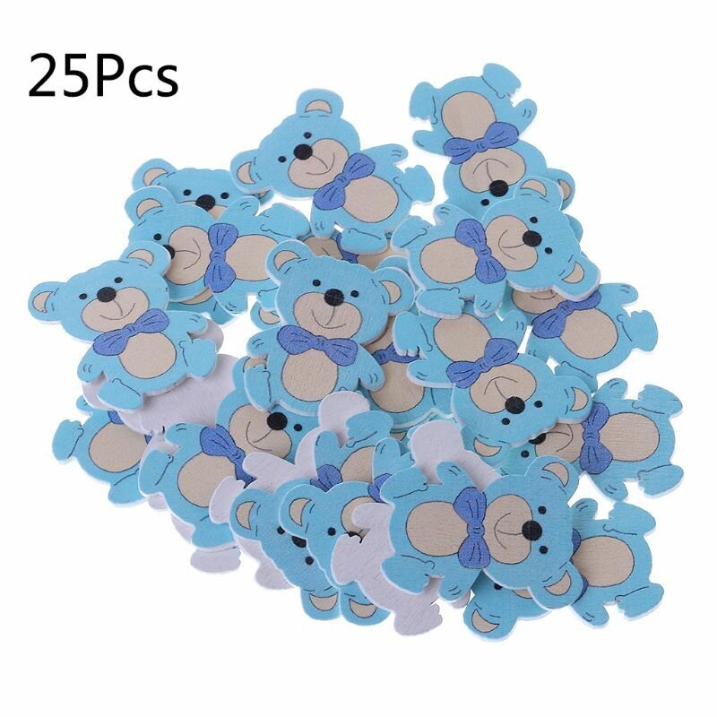 25 штук/набор деревянные срезы в форме медведя для украшения елки и стола, Синий