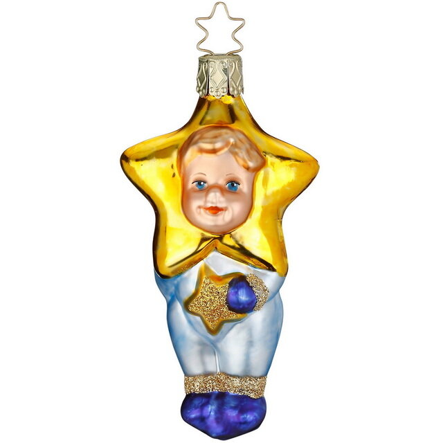 Стеклянная елочная игрушка Little Star 10 см, Inge Glas (Инге Глас), 10010S025