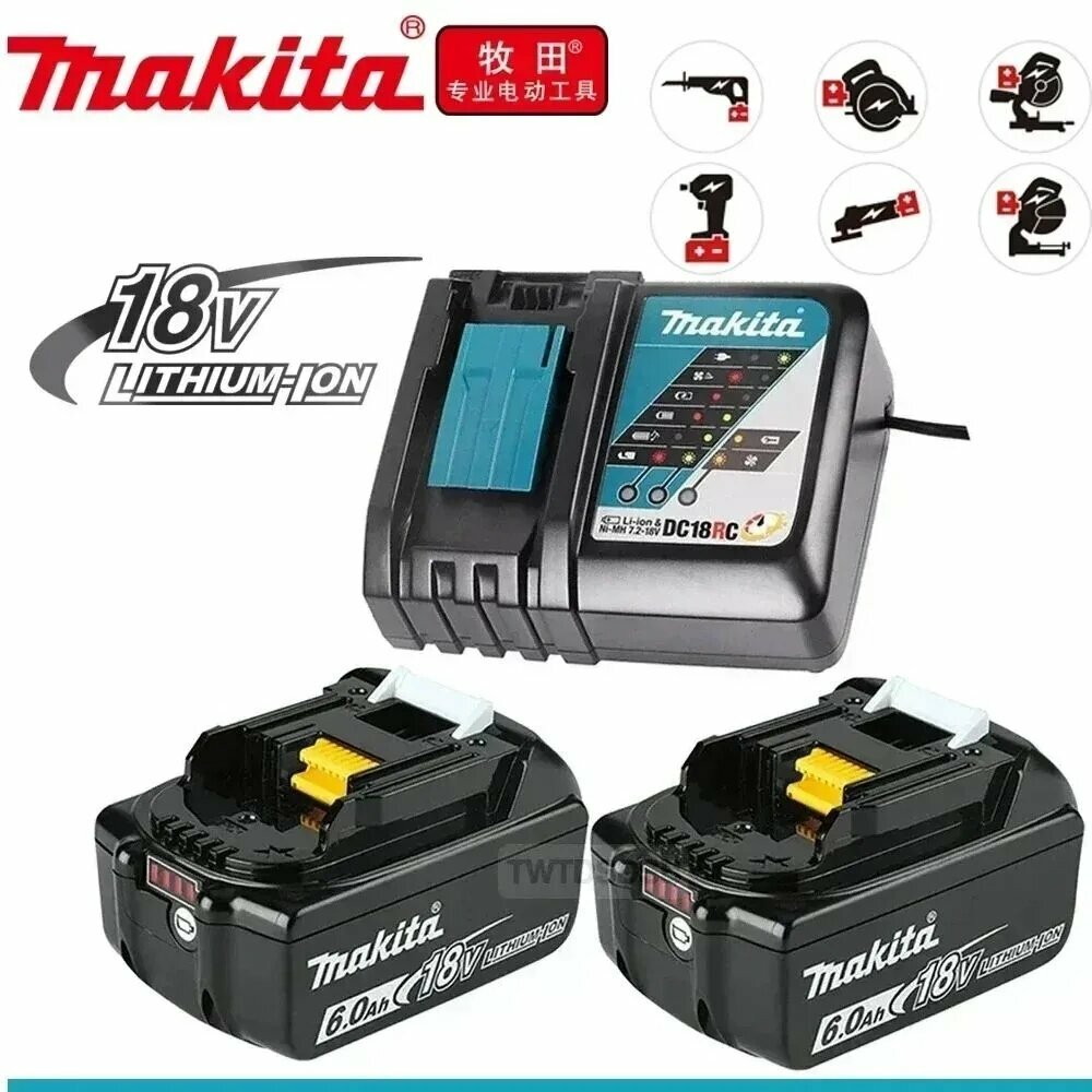 Инструментальный аккумулятор Makita, литиевый аккумулятор 6000 мАч 18В, совместимый с различными электрическими инструментами