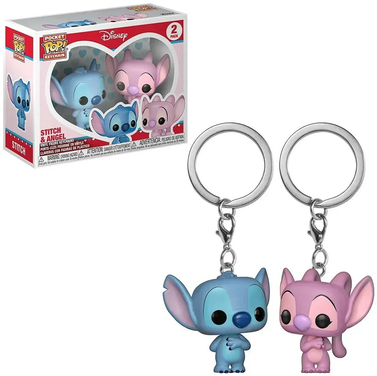 POP Disney Stitch & Angel, комплект из 2 шт, летний брелок для ключей, игрушка, виниловая фигурка, карманный поп-брелок, коллекция игрушек, брелки, couple stitch, Унисекс