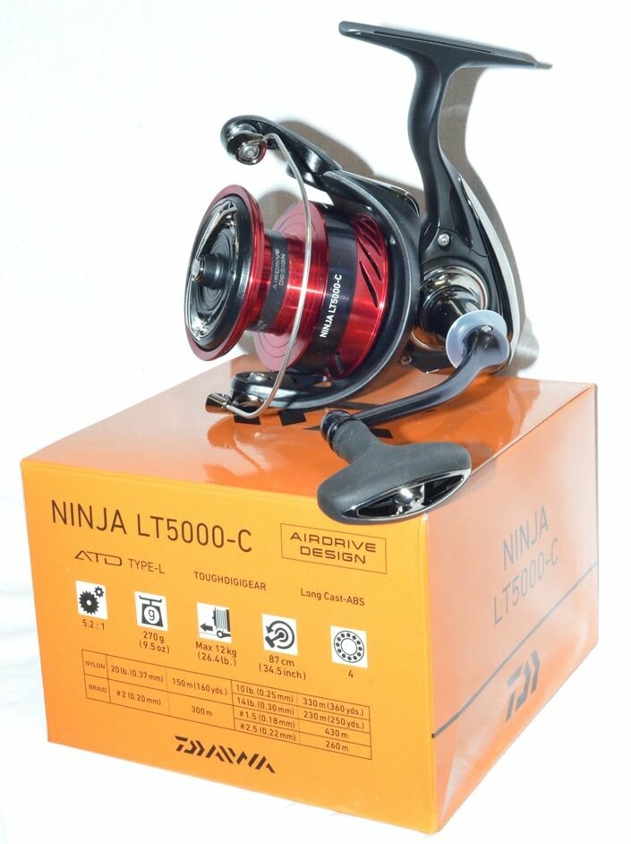 Катушка Daiwa Ninja, безынерционная, алюминий, ABS, 5 подшипников, 2 стороны
