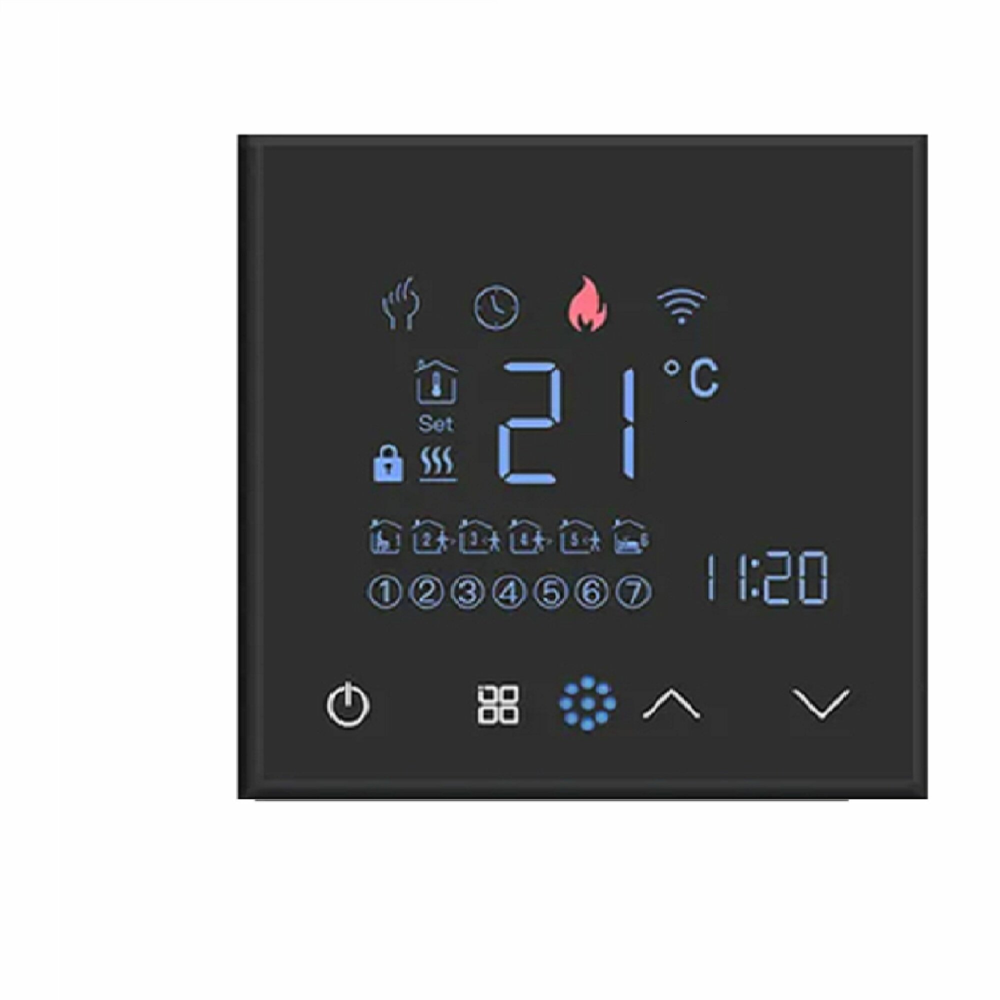 Терморегулятор для теплого пола с wifi KLUST Basic сенсорным экраном алисой умный термостат, программируемый без рамки черный