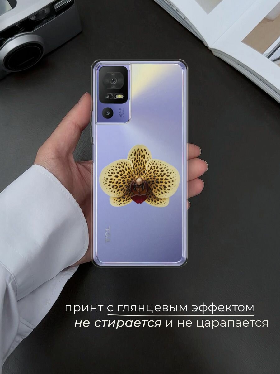 Силиконовый чехол на TCL 40 SE / ТСЛ 40 SE с принтом Желтая орхидея — фото 1