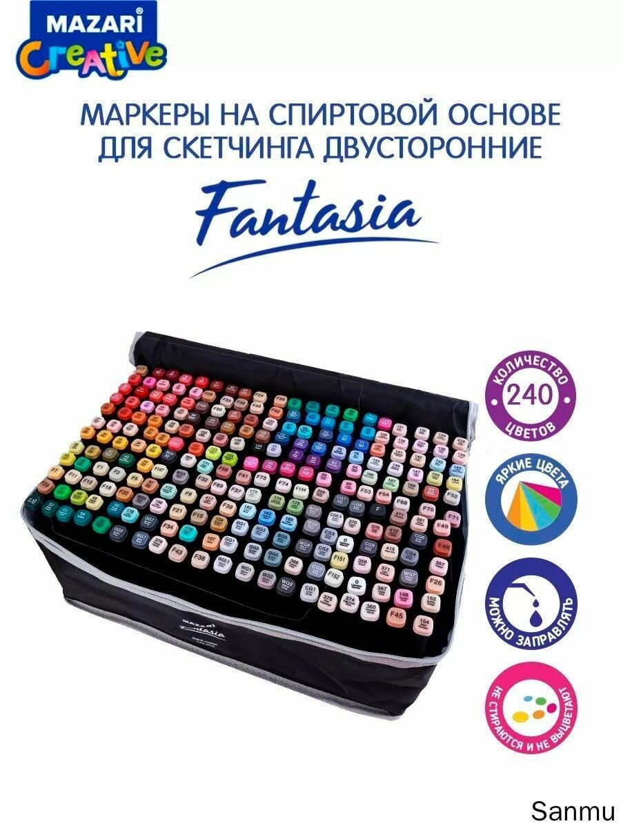 Эксклюзивный набор двусторонних спиртовых маркеров, 240 цветов