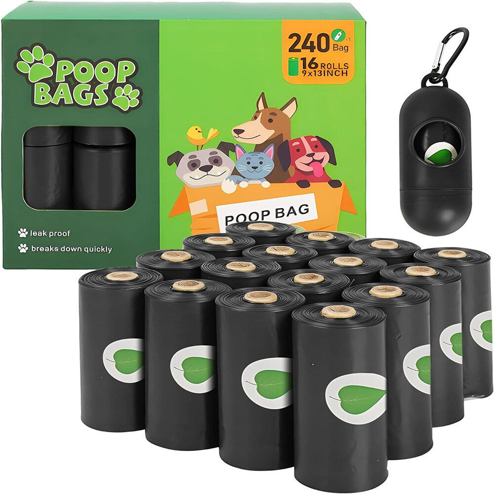 Биоразлагаемые пакеты для туалета домашних животных, 16 рулонов с дозатором, экологичные аксессуары для питомцев
