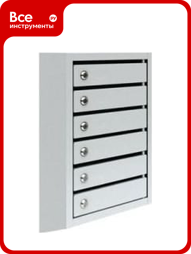 Почтовый ящик пакс ПМ-6 сталь с индивидуальным ключом, для многоквартирного дома, монтаж внутри подъезда, шесть секций