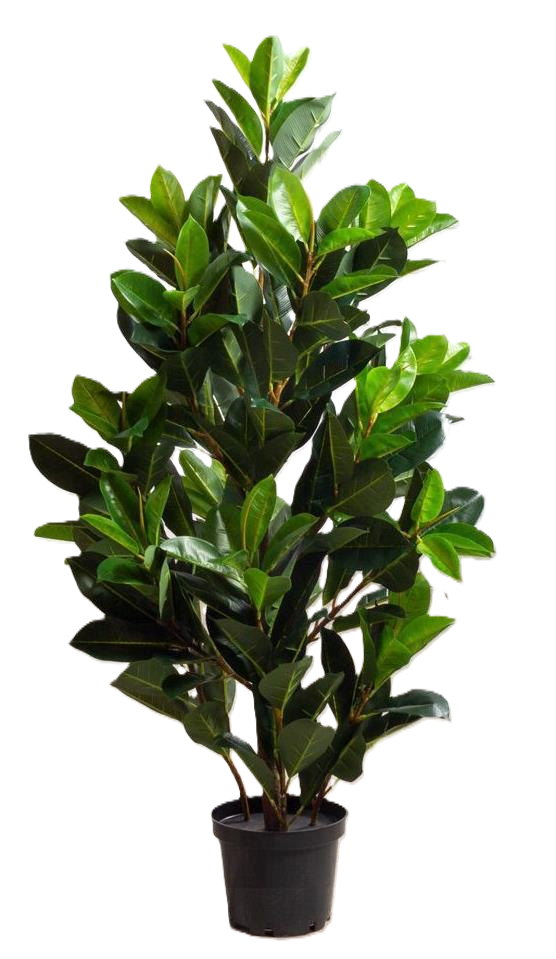 Фикус искусственный Лирата куст на 3 стволах, замиокулькас, в техническом черном кашпо, 120 см