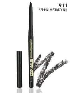 Автоматический карандаш-тени для глаз № 911 "Чёрный мерцающий" Miss Tais/ Карандаш-тени для глаз профессиональный гипоаллергенный водостойкий косметический контурный стойкий