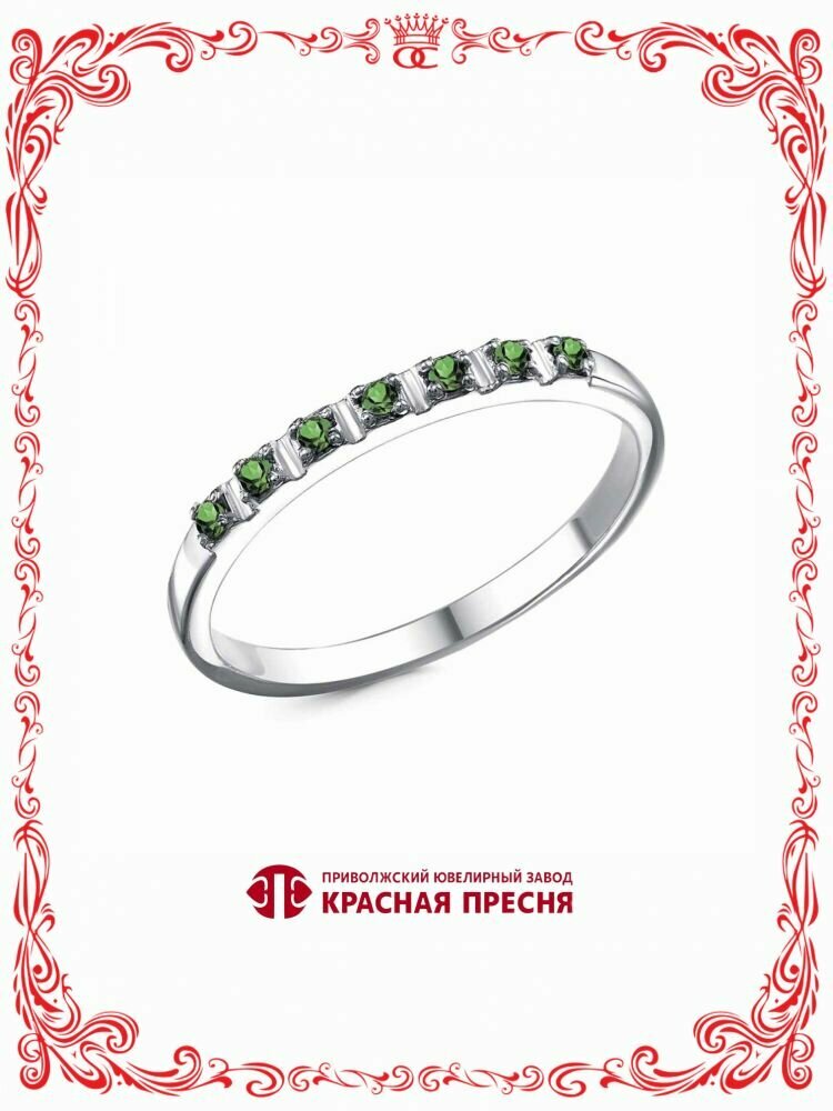 Кольцо тонкое, серебро, 925 проба, родирование, фианит