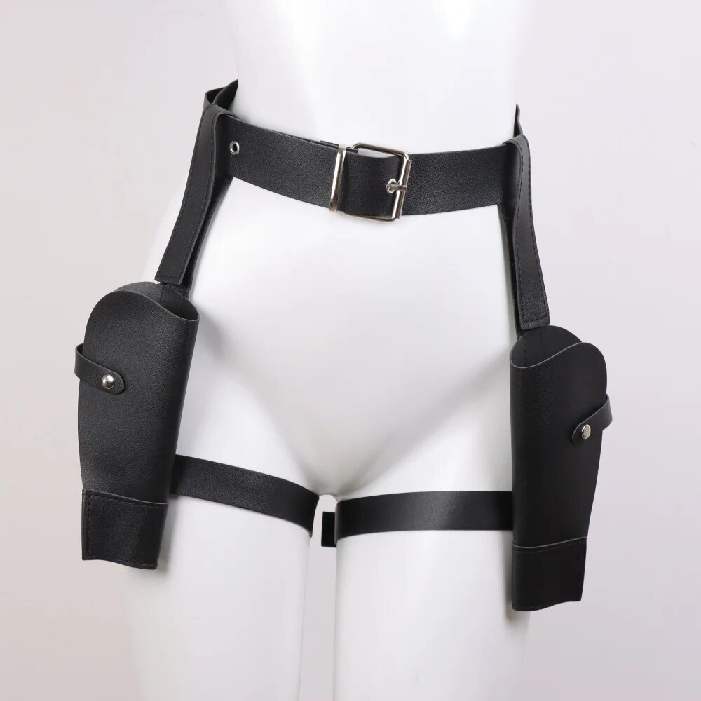 Черный ковбойский ремень из искусственной кожи, Style 1