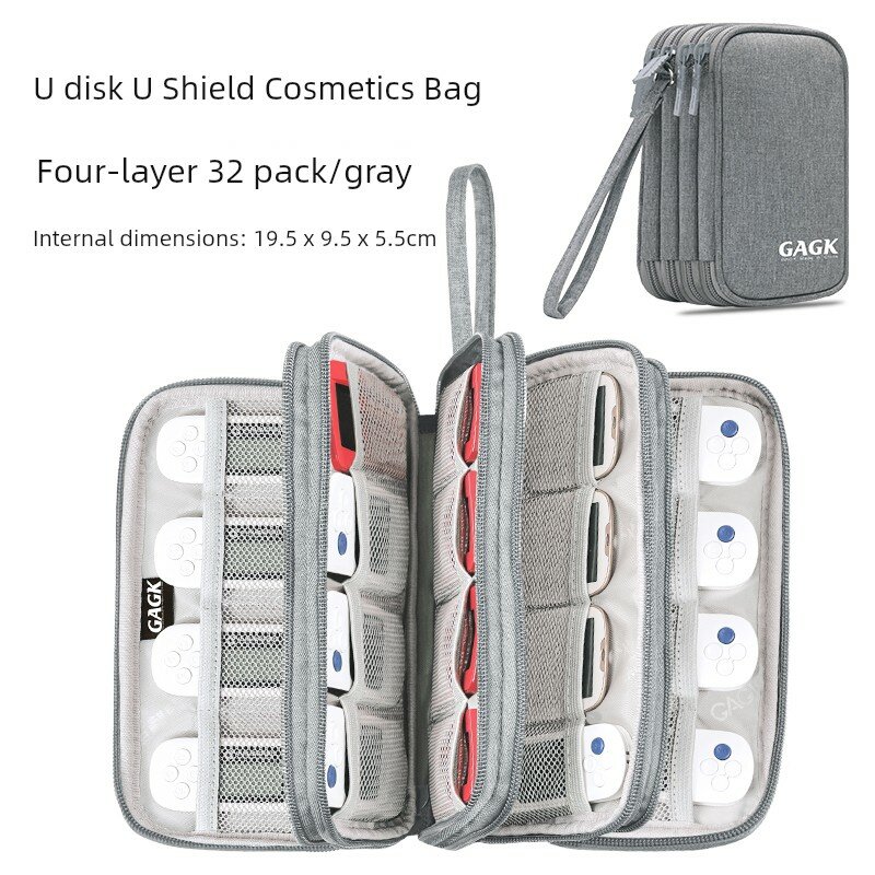 Четырехслойный чехол для 32 USB-токенов - серый, портативный чехол для банковских устройств