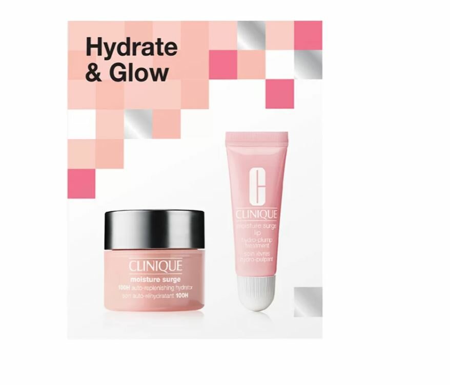 Clinique Hydrate Glow Set Подарочный набор для увлажнения кожи лица и губ, 300 г