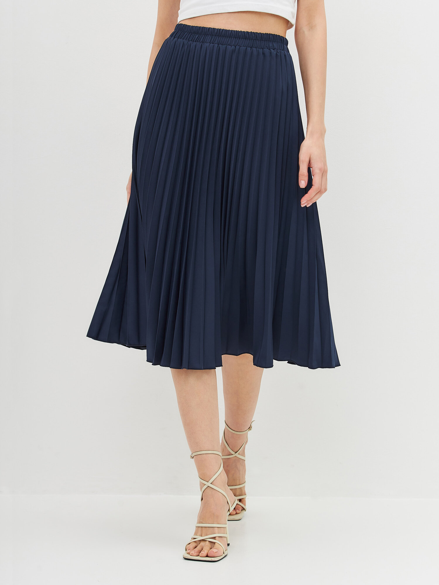 Юбка миди плиссированная синяя