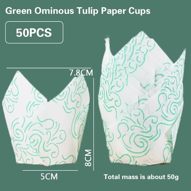 50 шт. бумажных формочек для кексов в форме тюльпана, маслостойкие вкладыши для выпечки кексов, инструменты для украшения кексов, формочки для кексов.