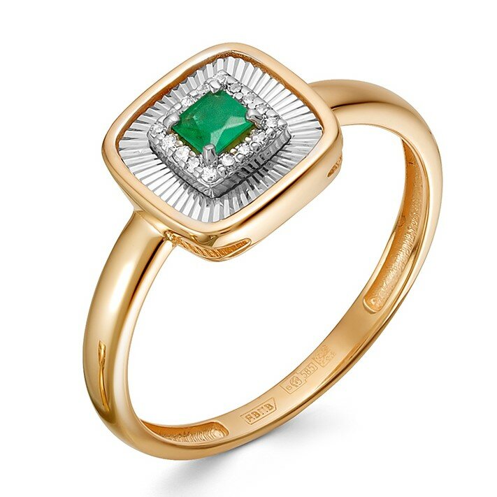 Кольцо, золото, 585 проба, бриллиант, изумруд