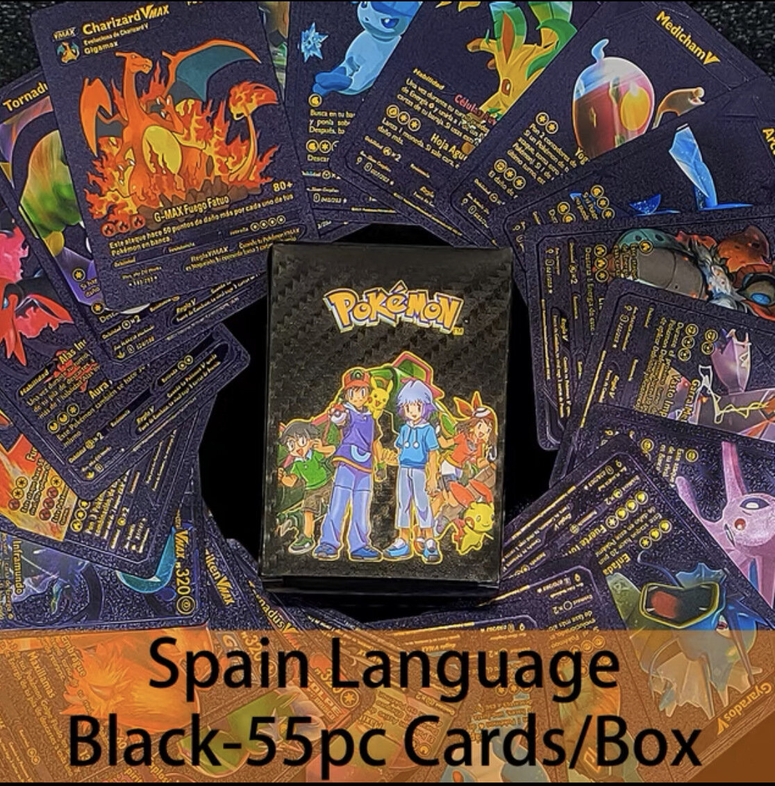 Карточки-коллекция Pokémon Черная Фольга - 55 карт в черном цвете для игры и коллекционирования