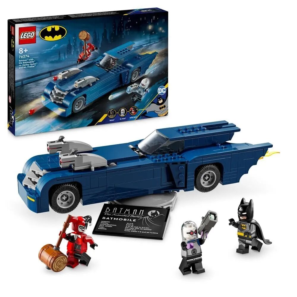 LEGO 76274 Batman with the Batmobile vs Harley Quinn and Mr Freeze /Игрушечная машинка-супергерой, три мини-персонажа, подарок на день рождения, набор игрушек из строительных блоков