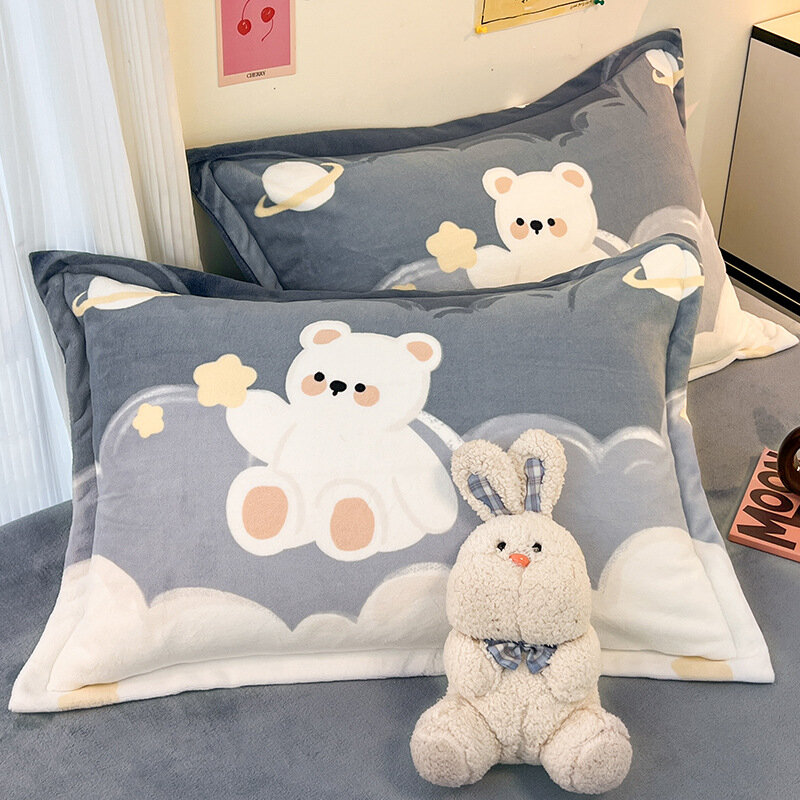 Набор подушек Planet Bear, 48x74 см, пара, удобная велюровая постель