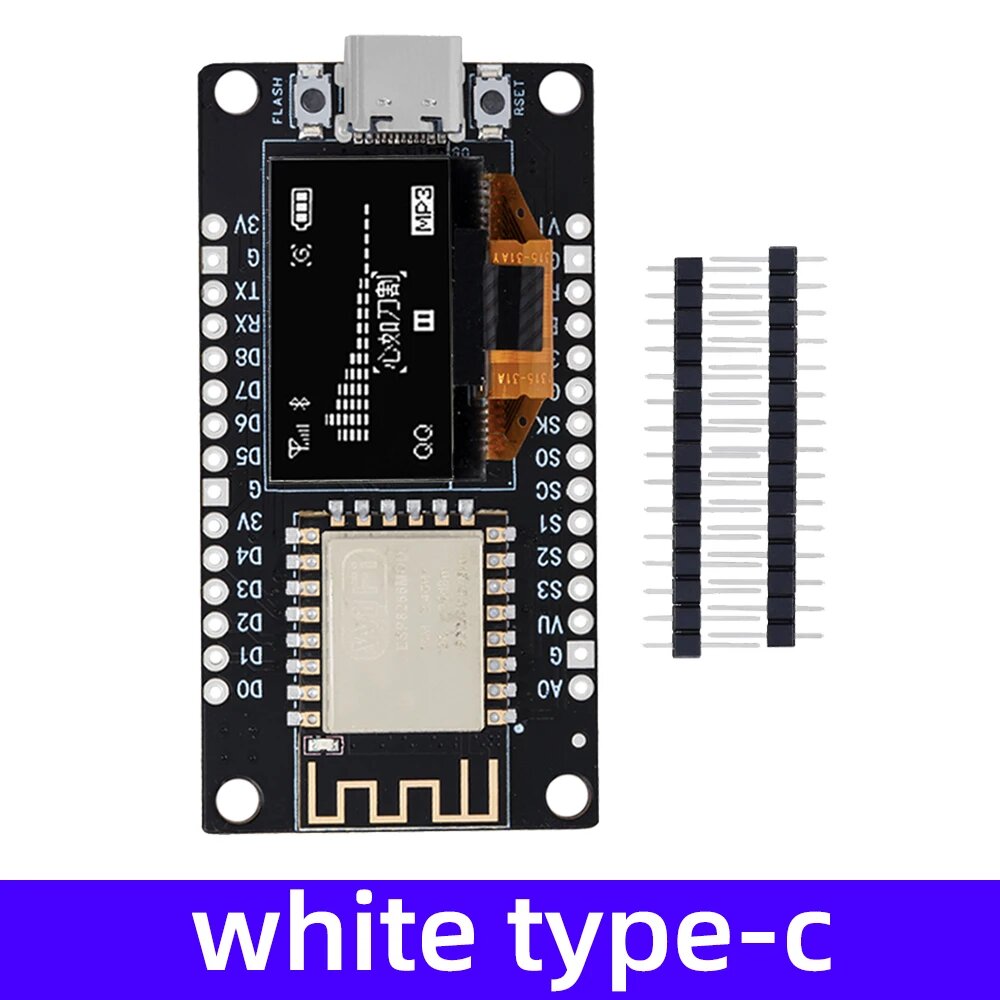 Модуль NodeMCU ESP8266 с OLED дисплеем Baishundianzi white type-c