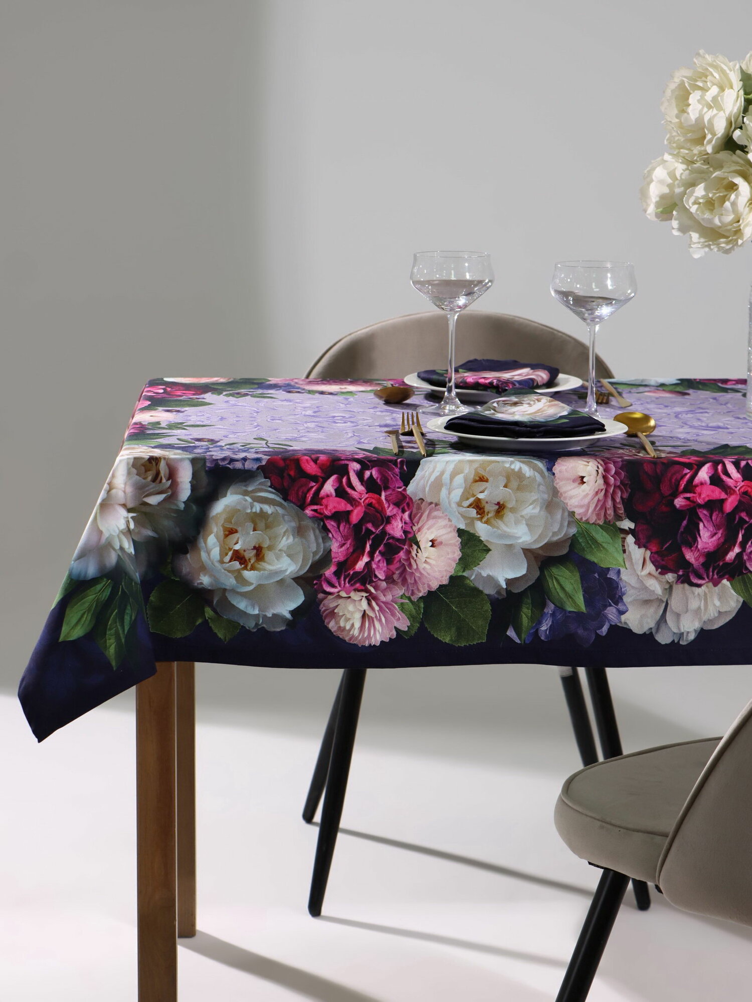 Кухонный набор "Этель. Цветочный этюд": скатерть 110x150 см, салфетки 40x40 см, 4 шт, 100% хлопок