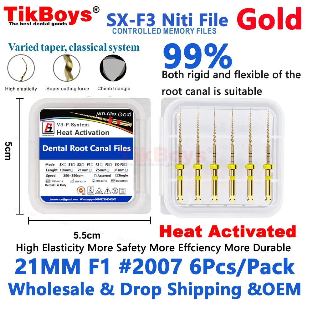 TikBoys SX-F3 Niti Gold эндофайлы 6 шт. Gold-21MM-F1