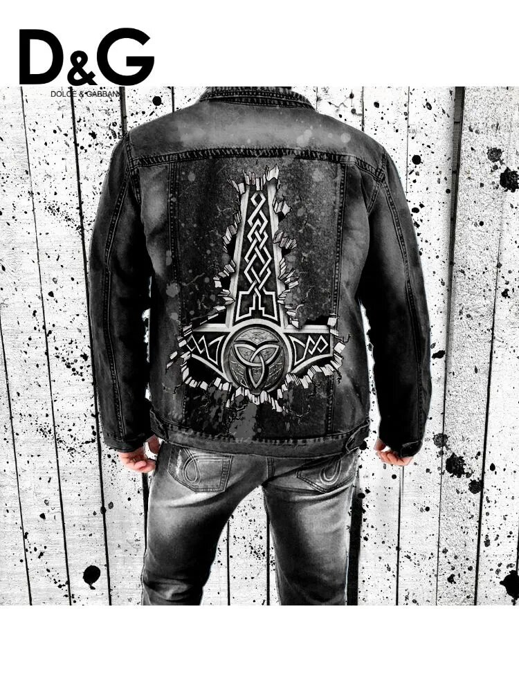 Куртка Dolce&Gabbana Мужская джинсовая куртка в стиле ретро-панк-Свободный крой, винтажный дизайн, премиум качество