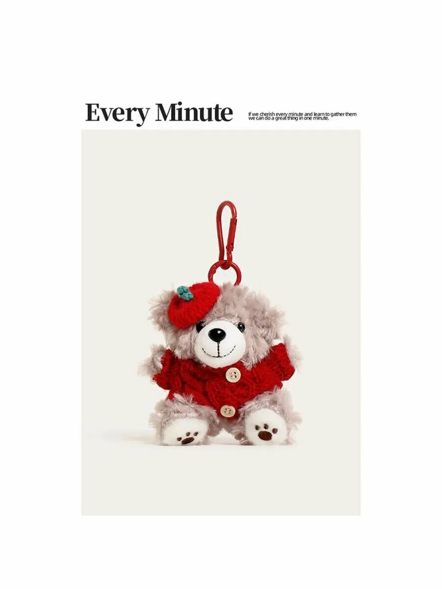 Подвеска медведь (красный свитер, 11 см)