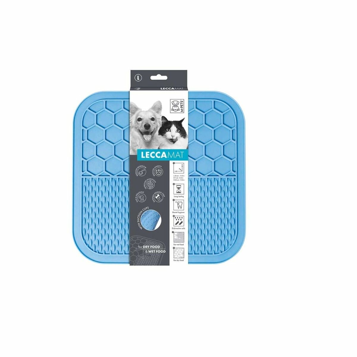 M-PETS Лизательный коврик для домашних животных голубой М 21x21x1 см