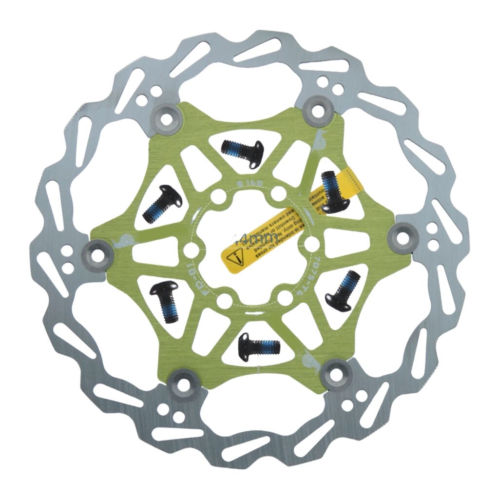 Охлаждающий плавающий дисковый тормозной диск для горного велосипеда-зеленый-160 мм