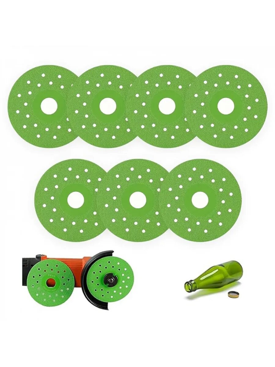 7шт алмазные диски 100мм УШМ резка стекла плит кромки фаски