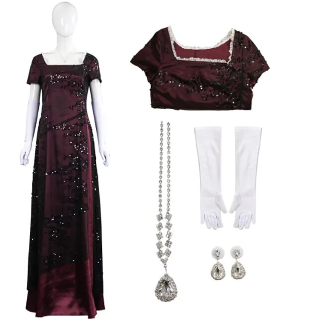 Косплей платье Роза DeWitt Bukater бордовое XXXL