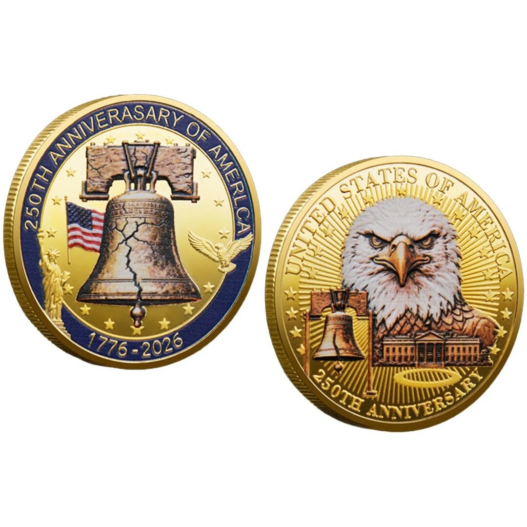 Коллекционная монета "Американский колокольчик и орел", позолоченная Золотой