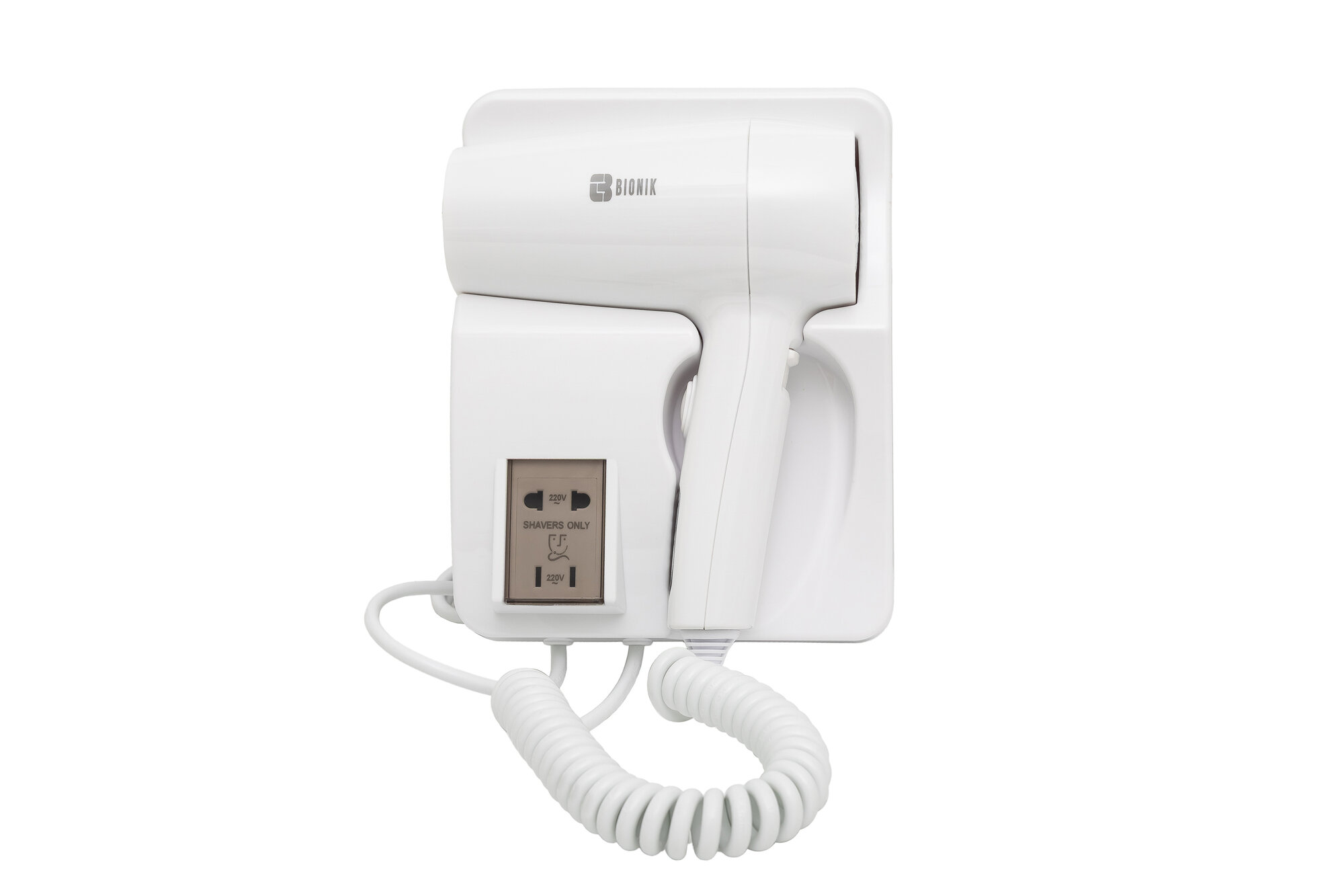 Фен для волос Bionik BK7007, мощность 1600Вт, 2 скорости, настенный, белый