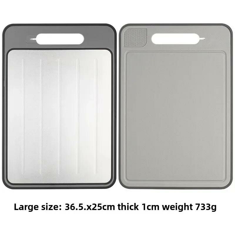 Двусторонняя разделочная доска из сплава алюминия с порошковым покрытием, с точилкой и для измельчения чеснока, многофункциональная, для трансграничной доставки, серая, большая, квадратная