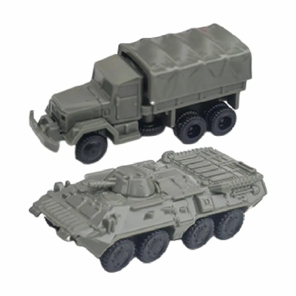 Набор из 2-х сборных моделей автомобилей 4D, реалистичные игрушки для детей, детализированные модели грузовика и транспортёра, отличный подарок для юных коллекционеров