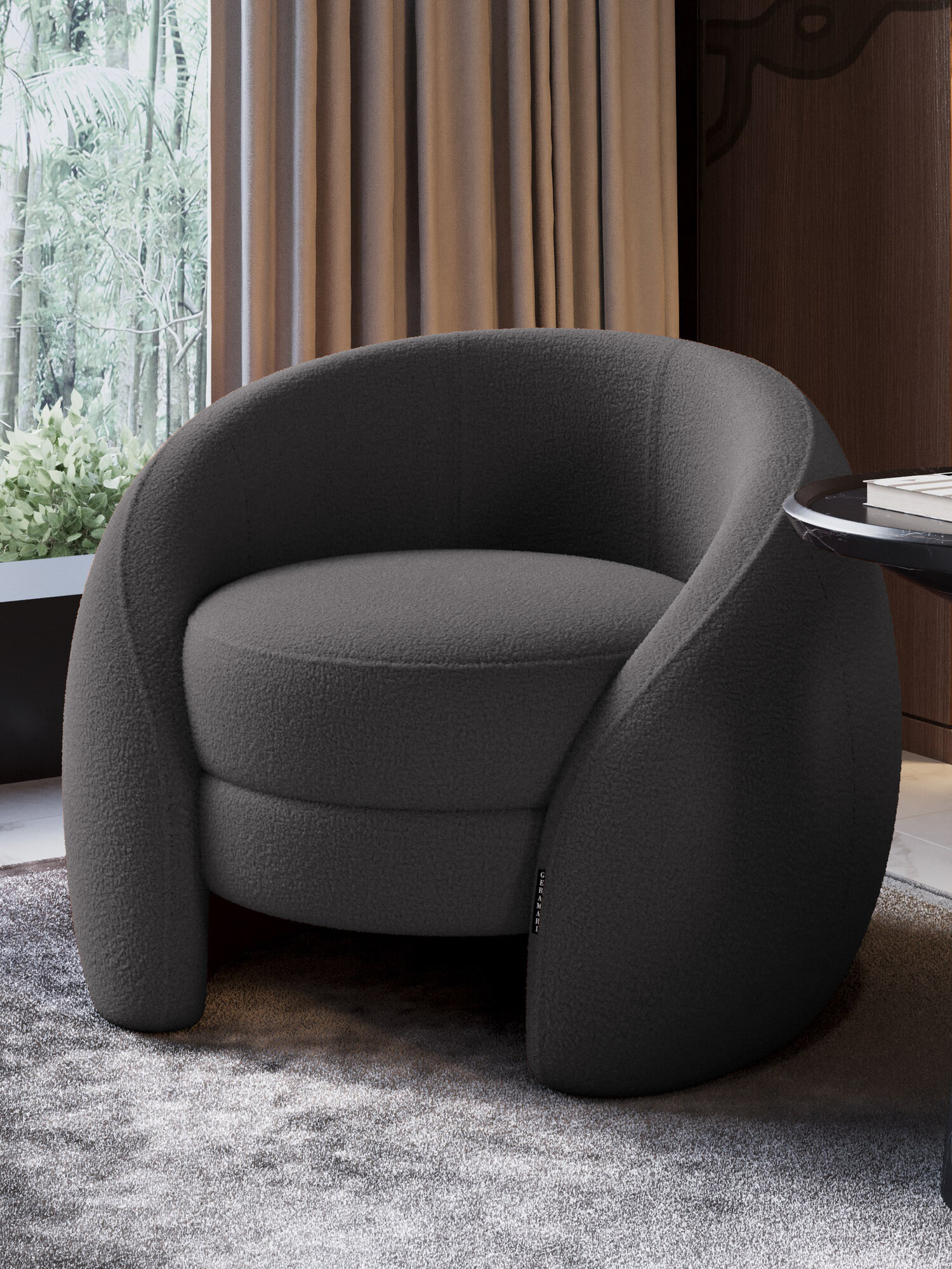 Кресло дизайнерское Galassia, букле цвет графит, 72х76х76 см
