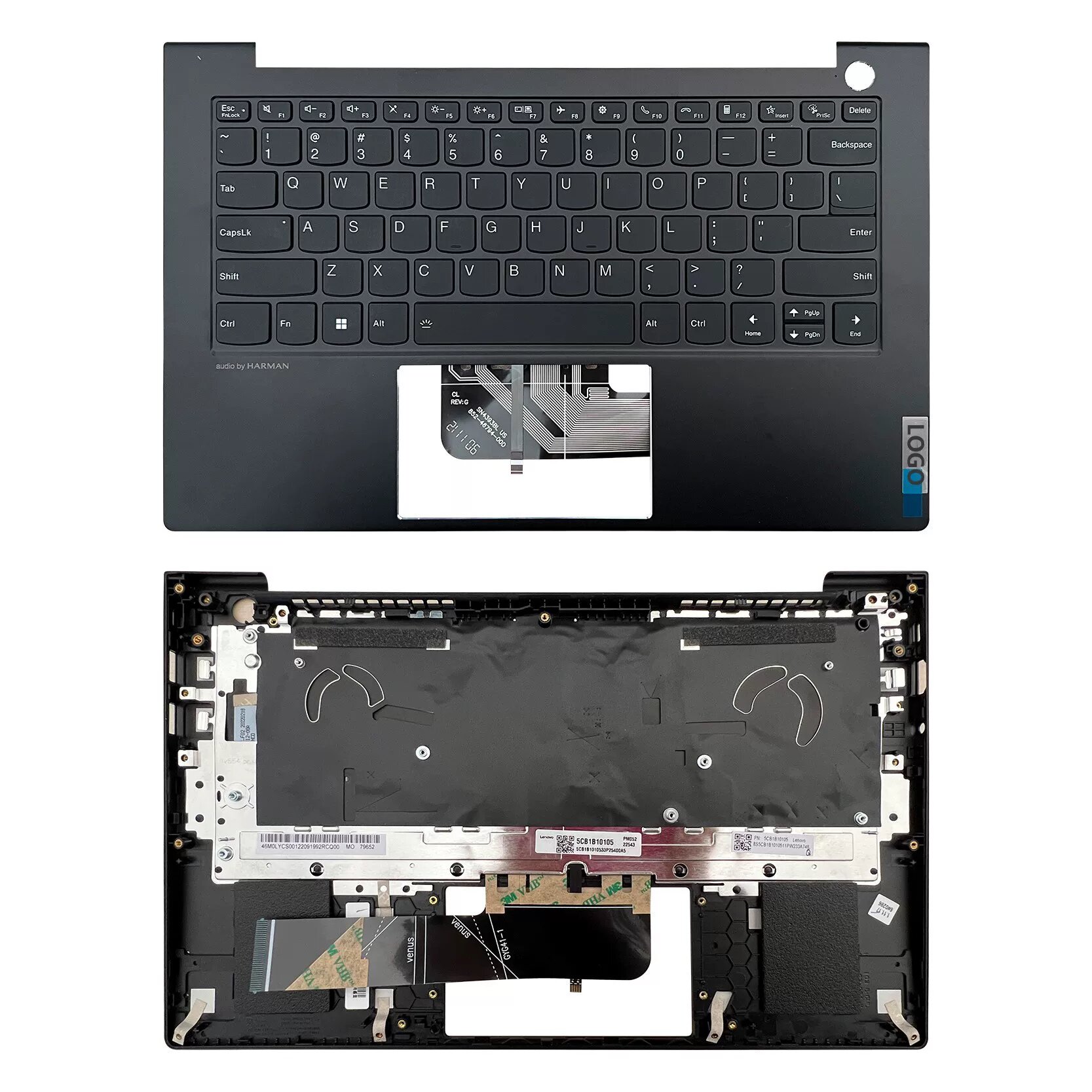 Клавиатура для ноутбука Lenovo ThinkBook K4-ACN с C-ободком и подсветкой, черный