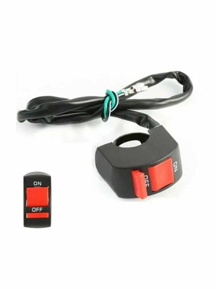 Переключатель для мотоцикла, черный пластиковый с кабелем 55 см — выключатель света и аварийный выключатель, универсальный мото аксессуар